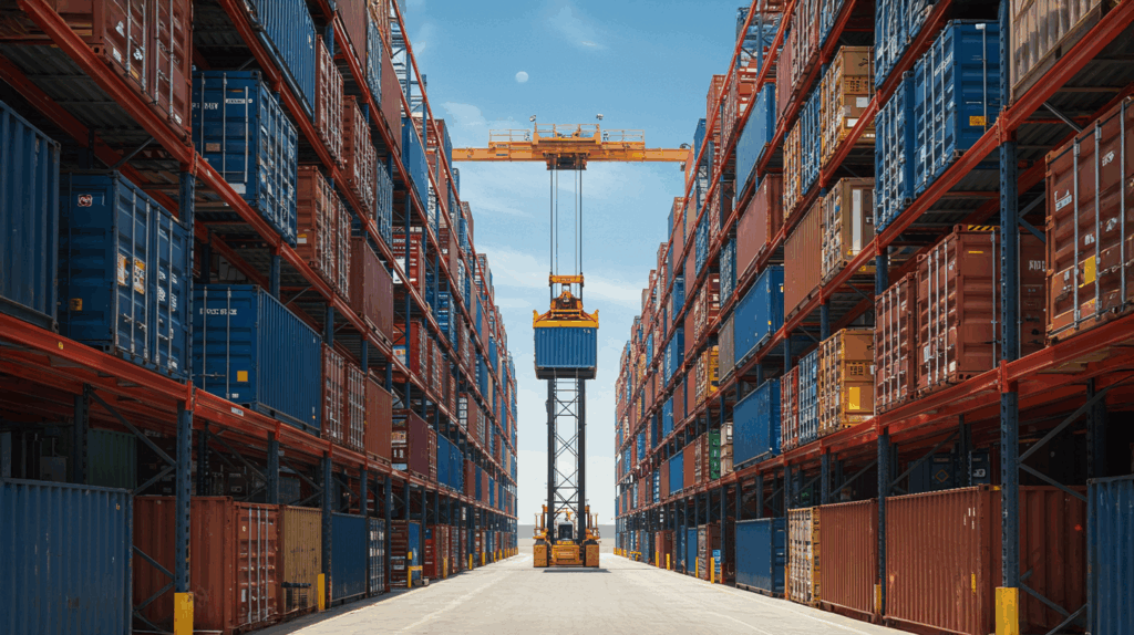 Container high bearing shelves with direct individual access instead of ...